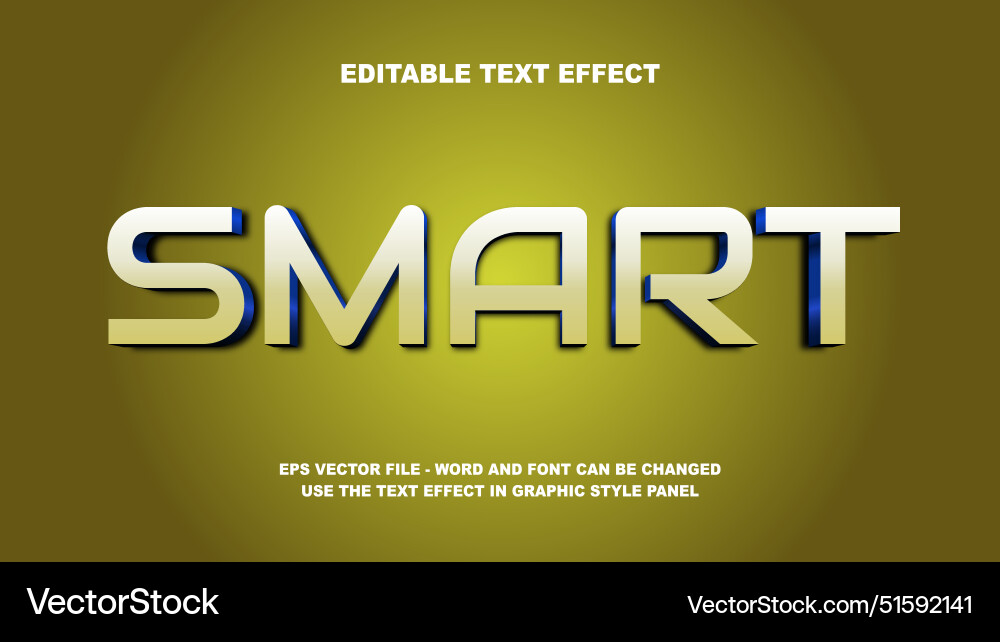 Editable text effect smart 3d template Royalty Free Vector