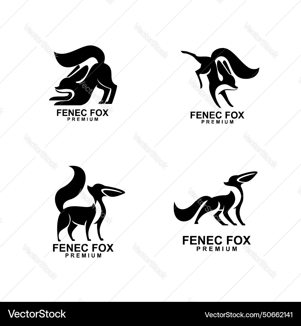Fennec fox logo icon design negative black white Vector Image