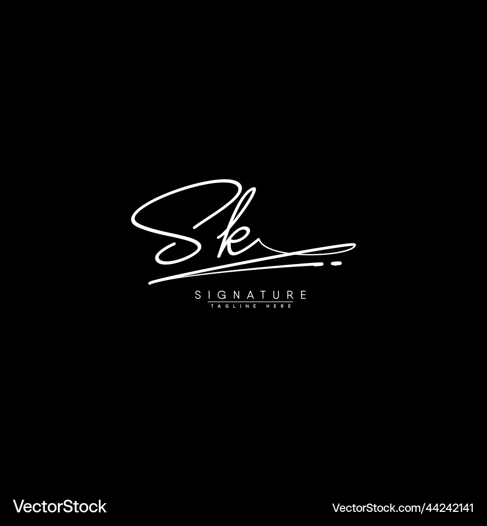 Initial letter sk logo - handwritten signature Vector Image