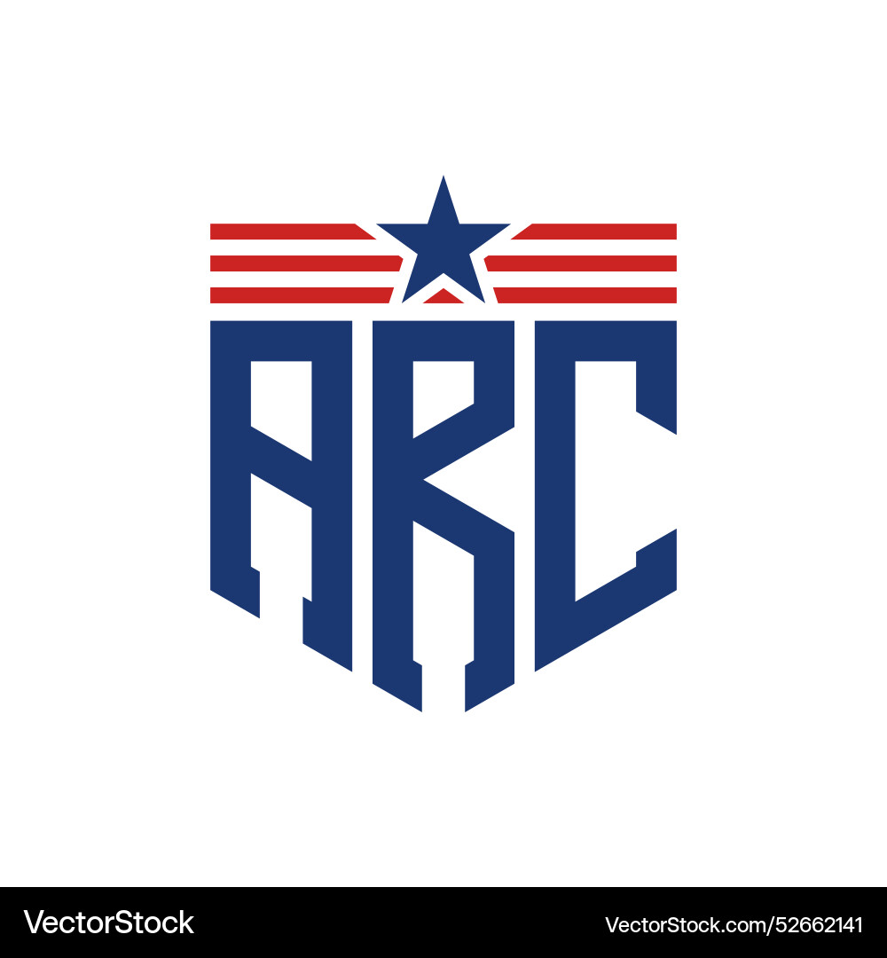Patriotic arc logo with star and american flag Vector Image