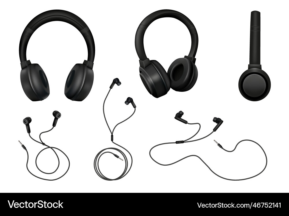 Realistic Headphones - Multiple Angles Royalty Free Vector