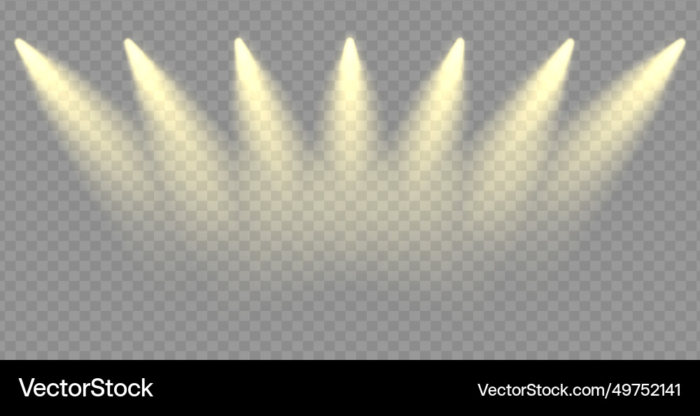 Scene spot lights as stage background golden rays Vector Image