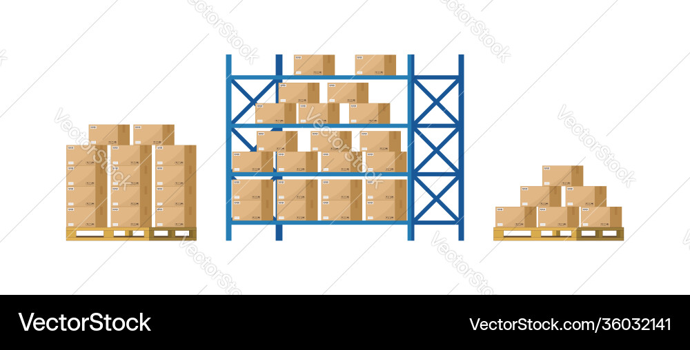Warehouse Stockpile with Pallets and Boxes Vector Image