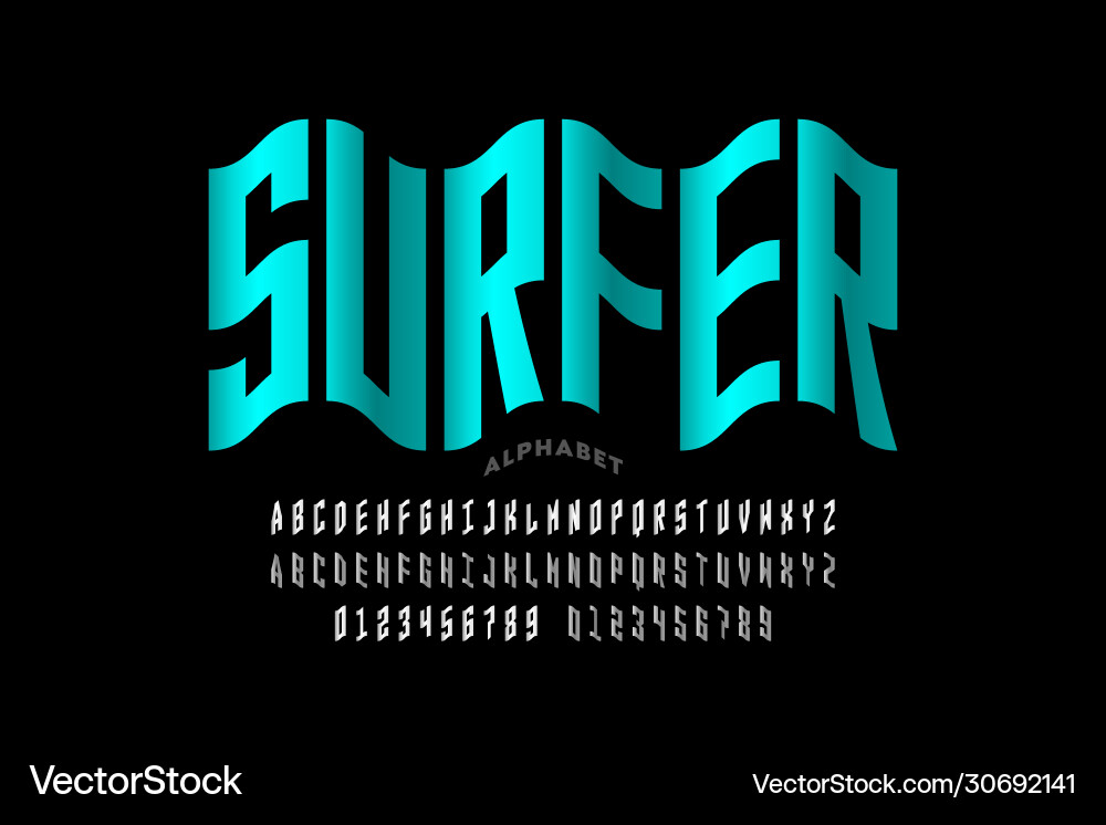 Water wave style font Royalty Free Vector Image