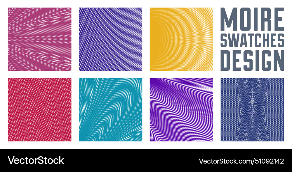 Abstract backgrounds set made with linear moire Vector Image