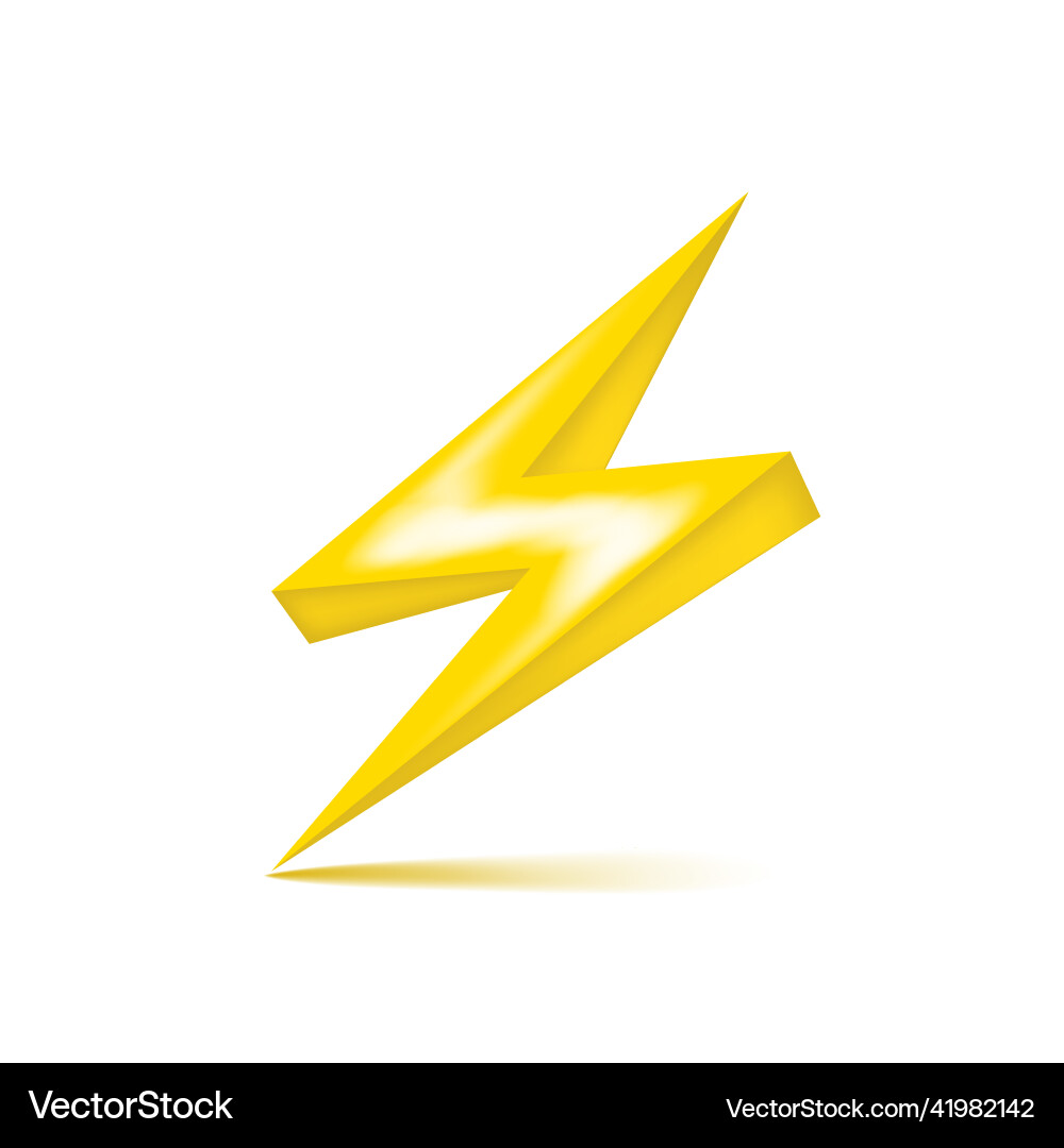 Bolt lighting yellow 3d icon realistic Royalty Free Vector