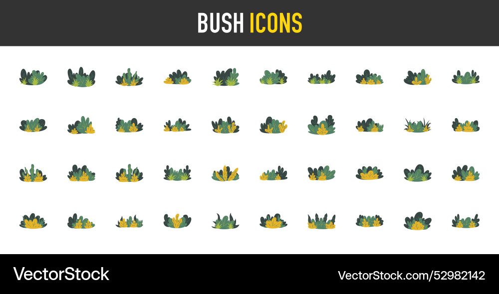 Cartoon bush collection Royalty Free Vector Image
