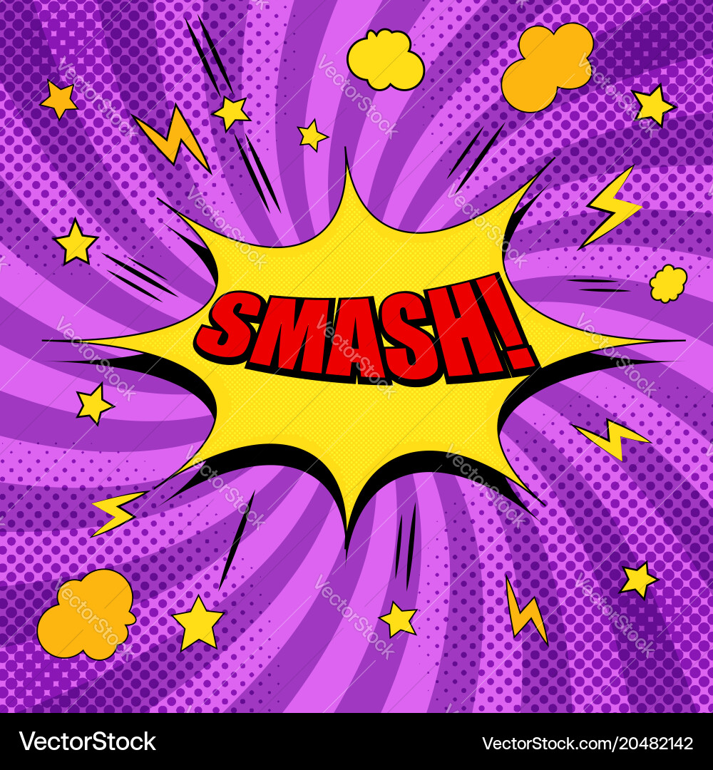 Comic red smash wording template Royalty Free Vector Image