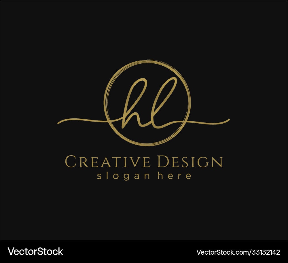 Original hl Handschrift-Logo mit Kreisvorlage Vektorbild