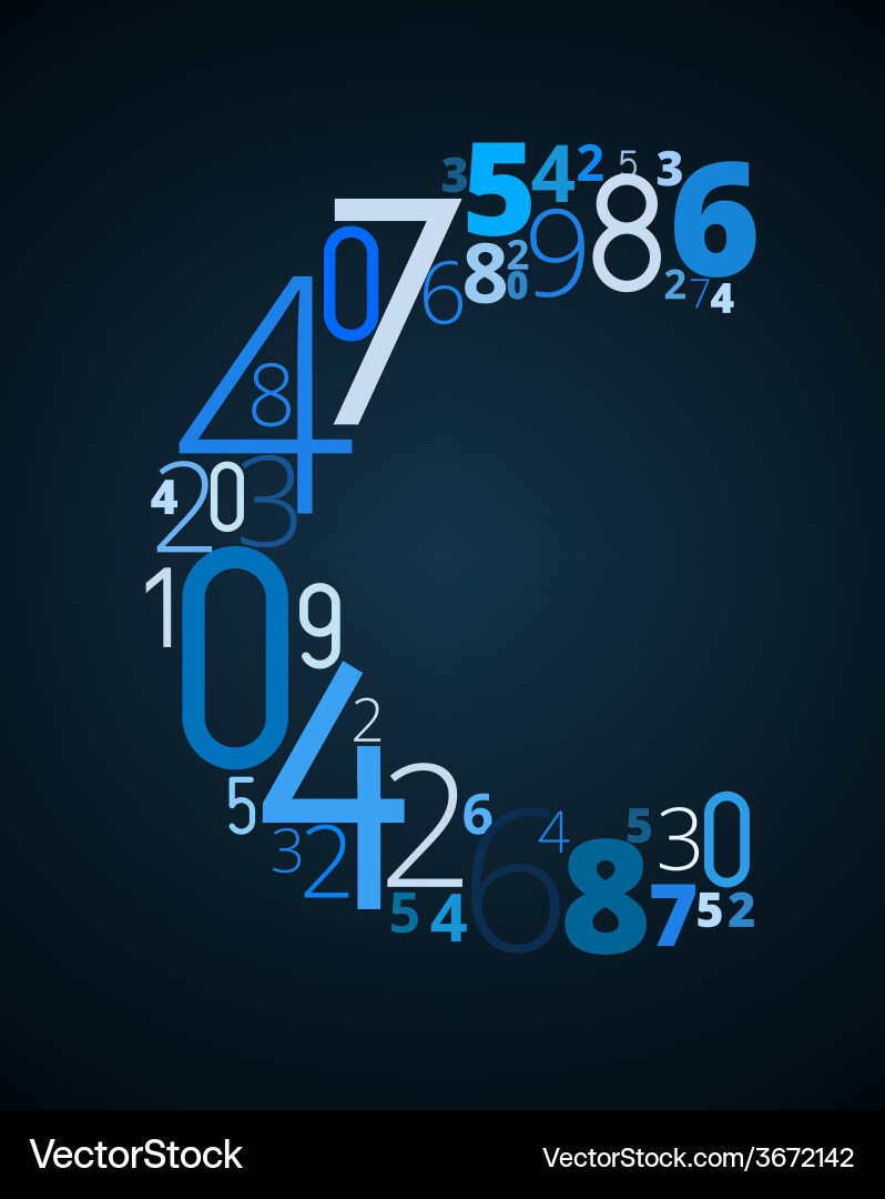 Letter c font from numbers Royalty Free Vector Image