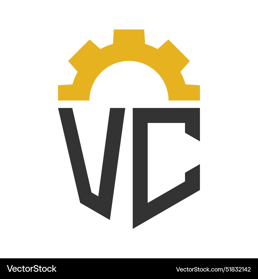 Letter vc gear logo design for service center Vector Image
