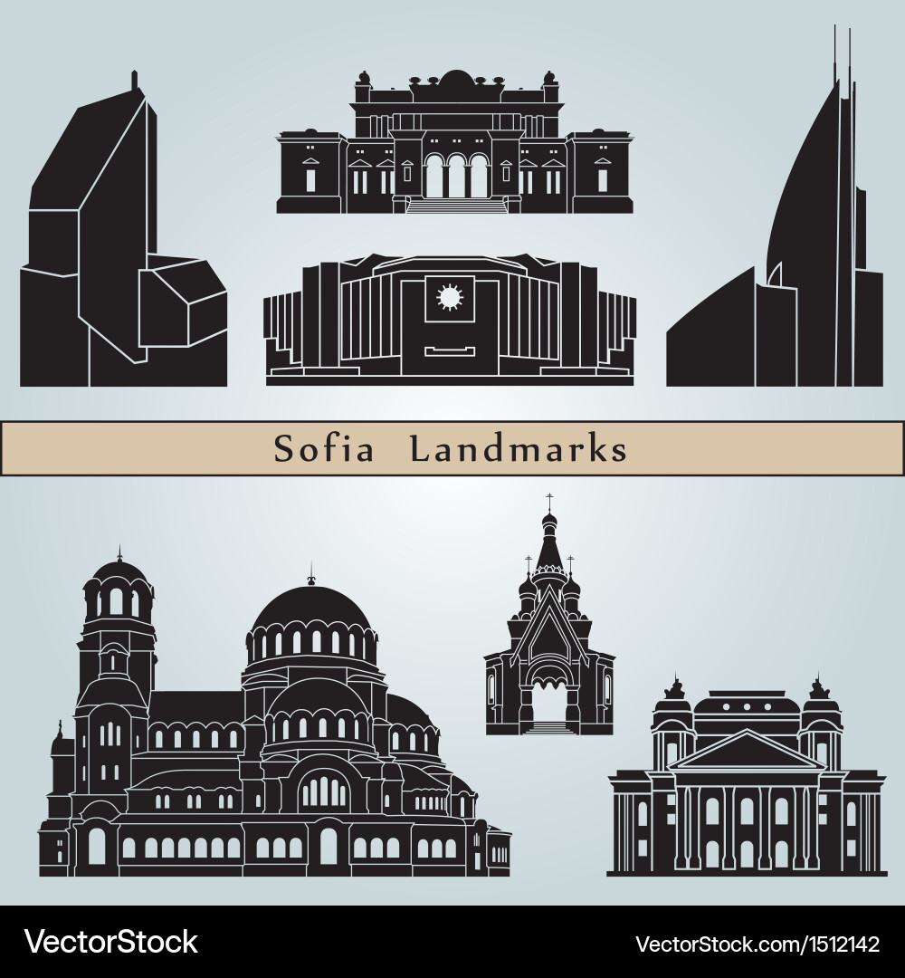 Sofia landmarks and monuments Royalty Free Vector Image