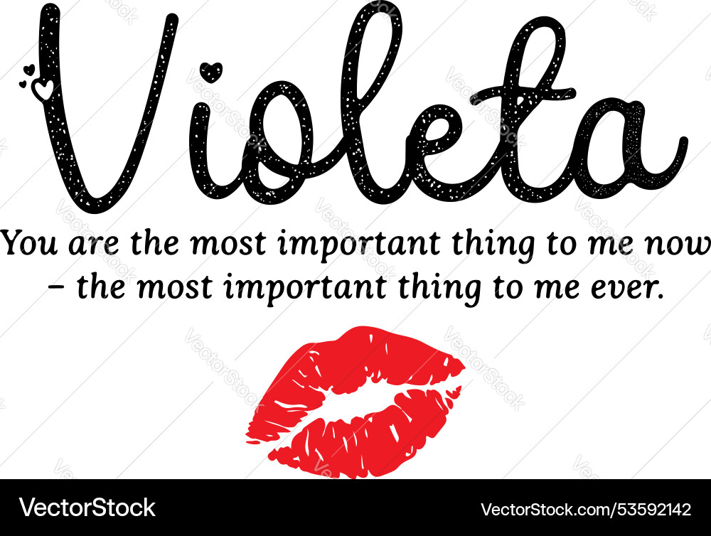 Violeta name with lip Royalty Free Vector Image