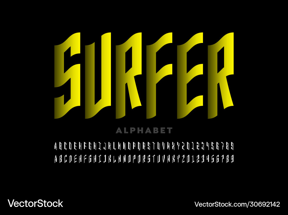 Water wave style font Royalty Free Vector Image