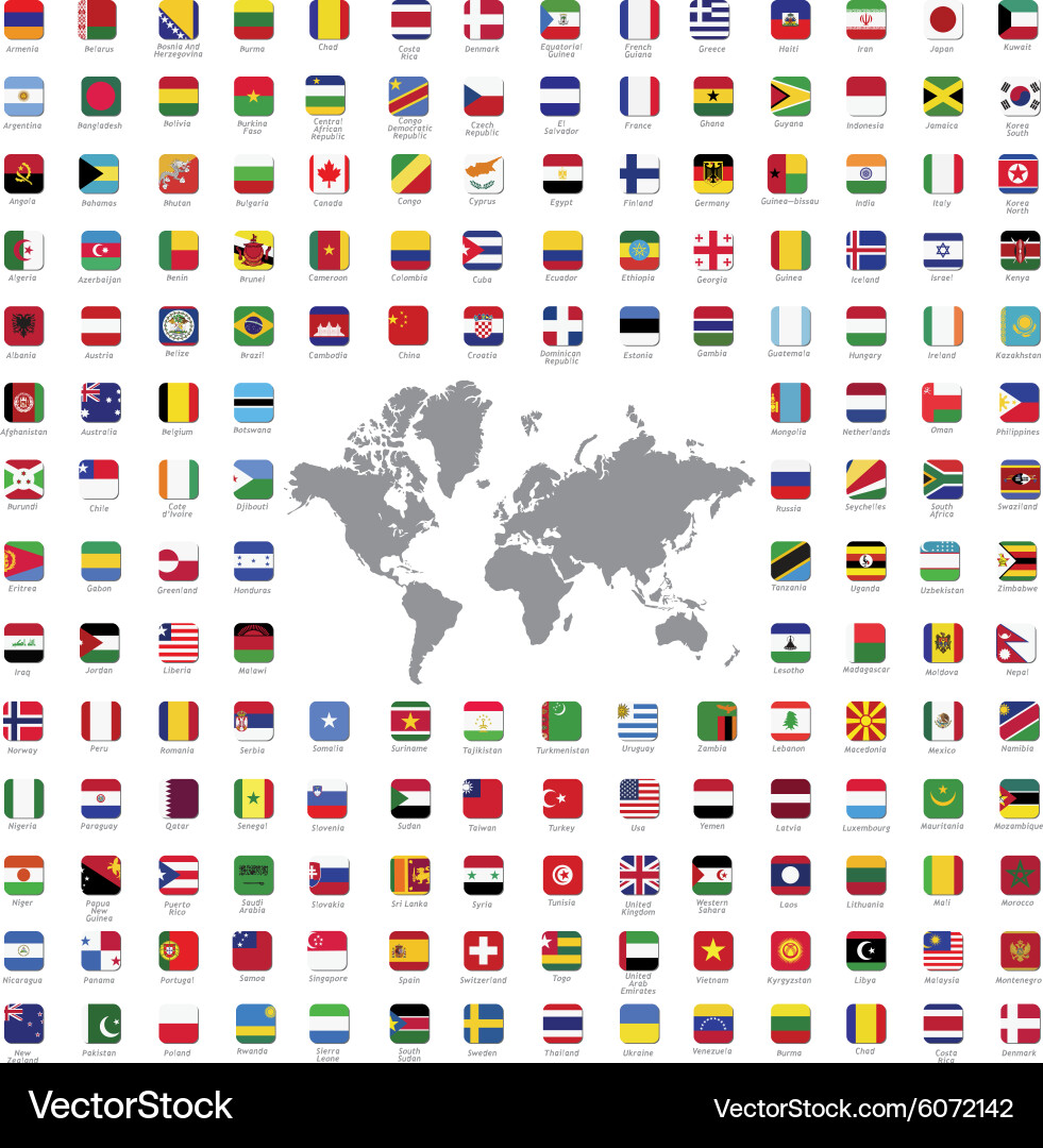 World flags all Royalty Free Vector Image - VectorStock