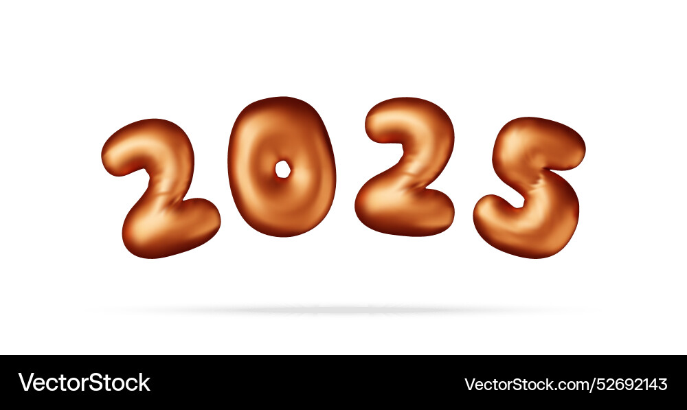3d bronze balloon 2025 new year symbol Royalty Free Vector