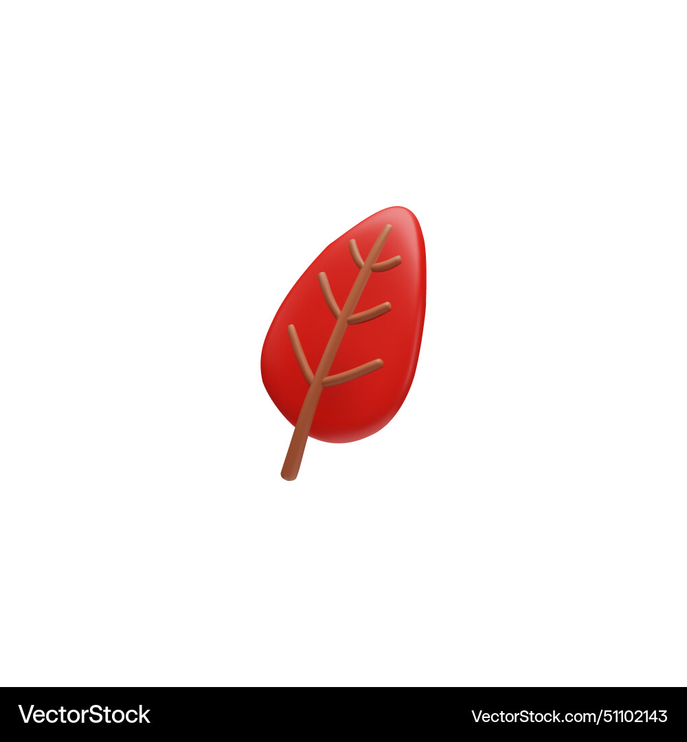 3d red autumn leaf in cartoon style Royalty Free Vector