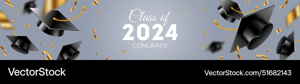 Banner with graduation caps Royalty Free Vector Image
