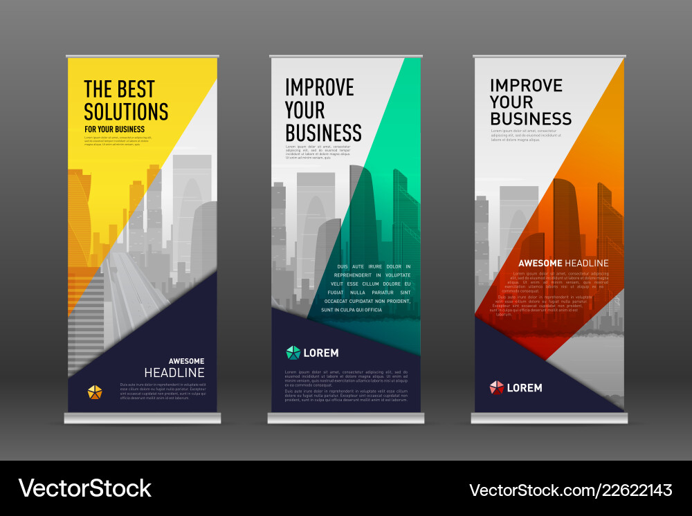 Construction roll up banner design templates set Vector Image