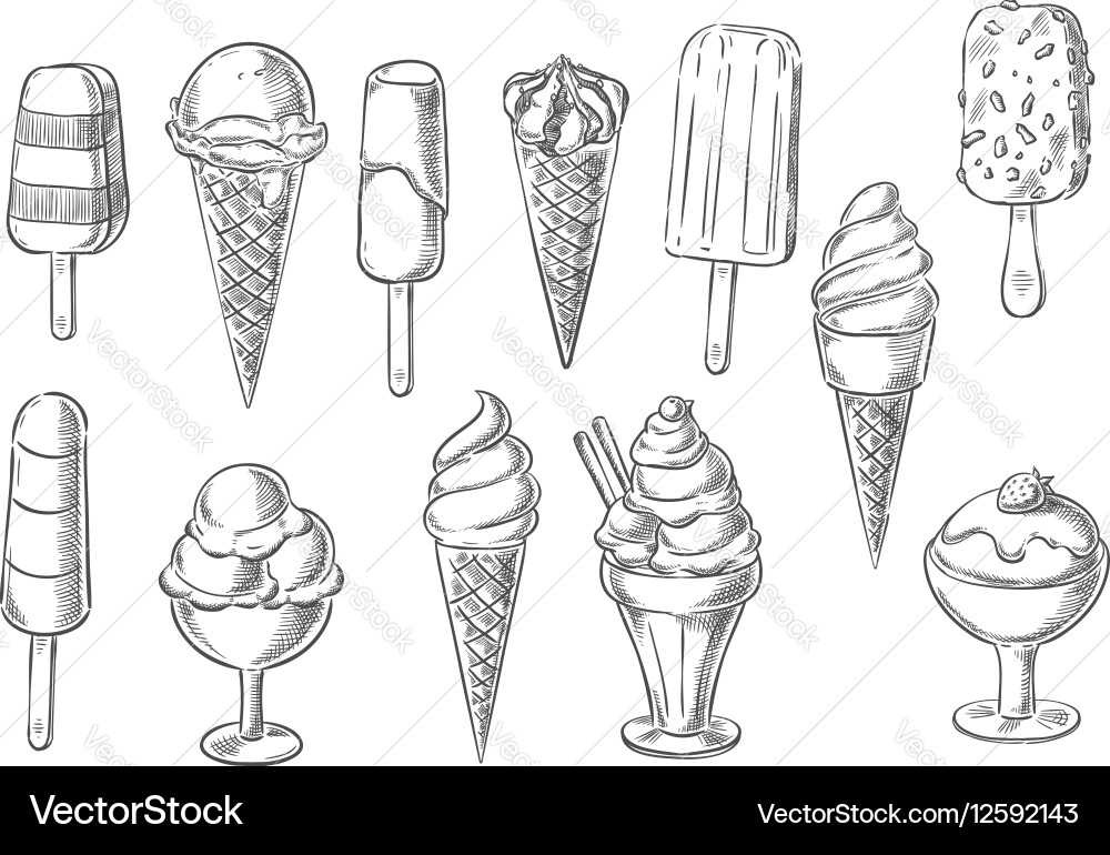 Ice Cream Sketch Collection Royalty Free Vector Image