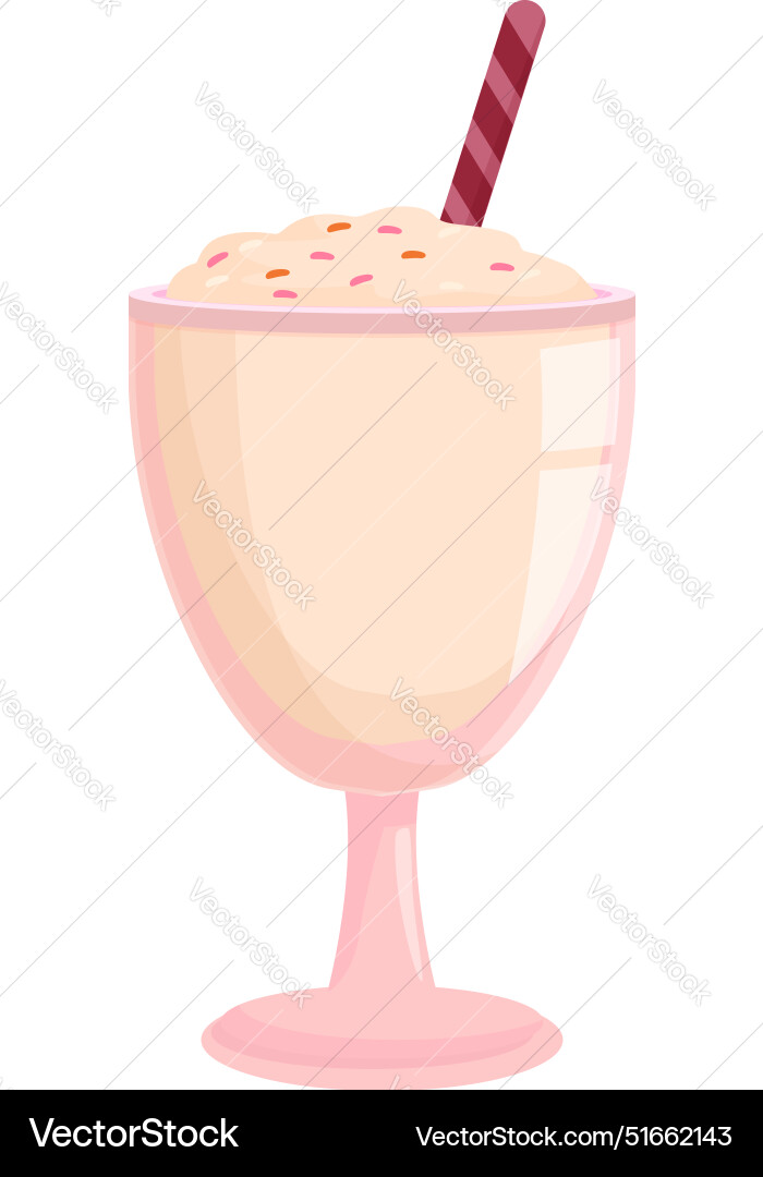 Pink milkshake with whipped cream served Vector Image