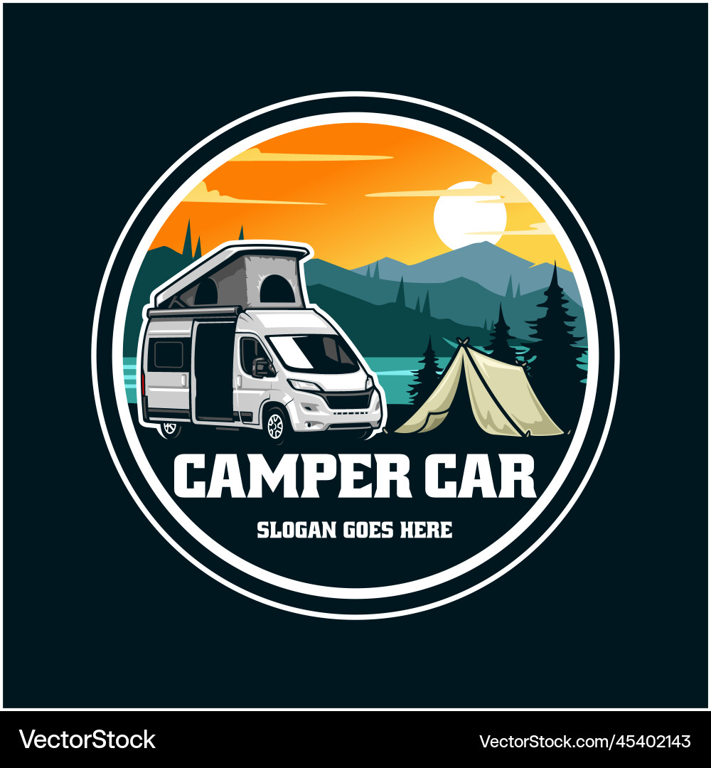 Rv and tent logo Royalty Free Vector Image - VectorStock