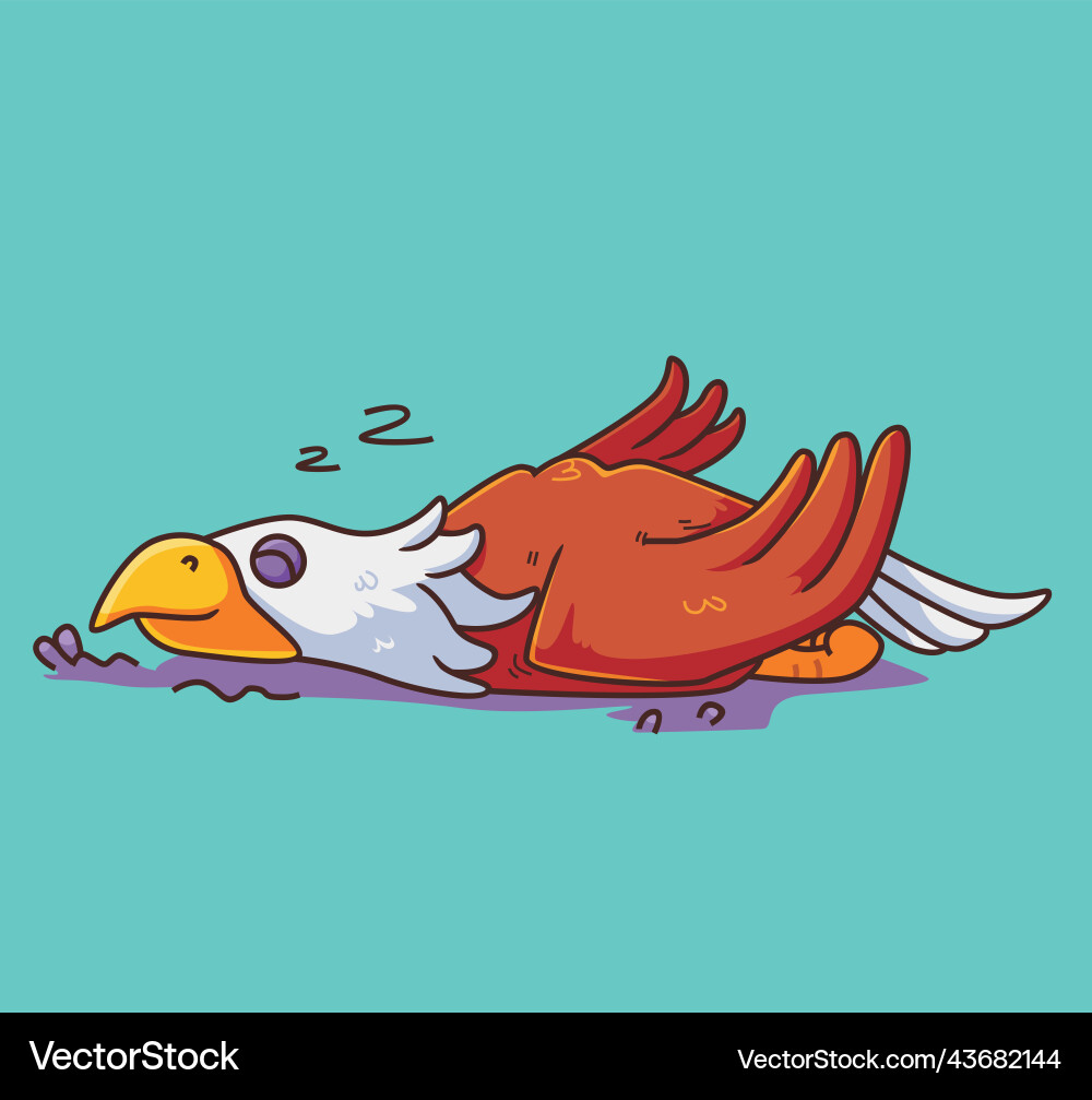 Cartoon eagle sleeping isolated animal Royalty Free Vector