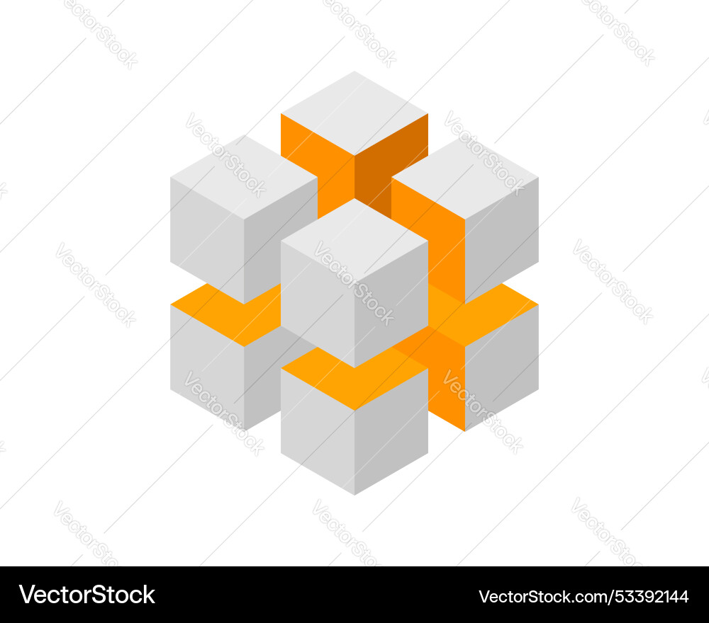 Cube logo geometric design box logotype company Vector Image