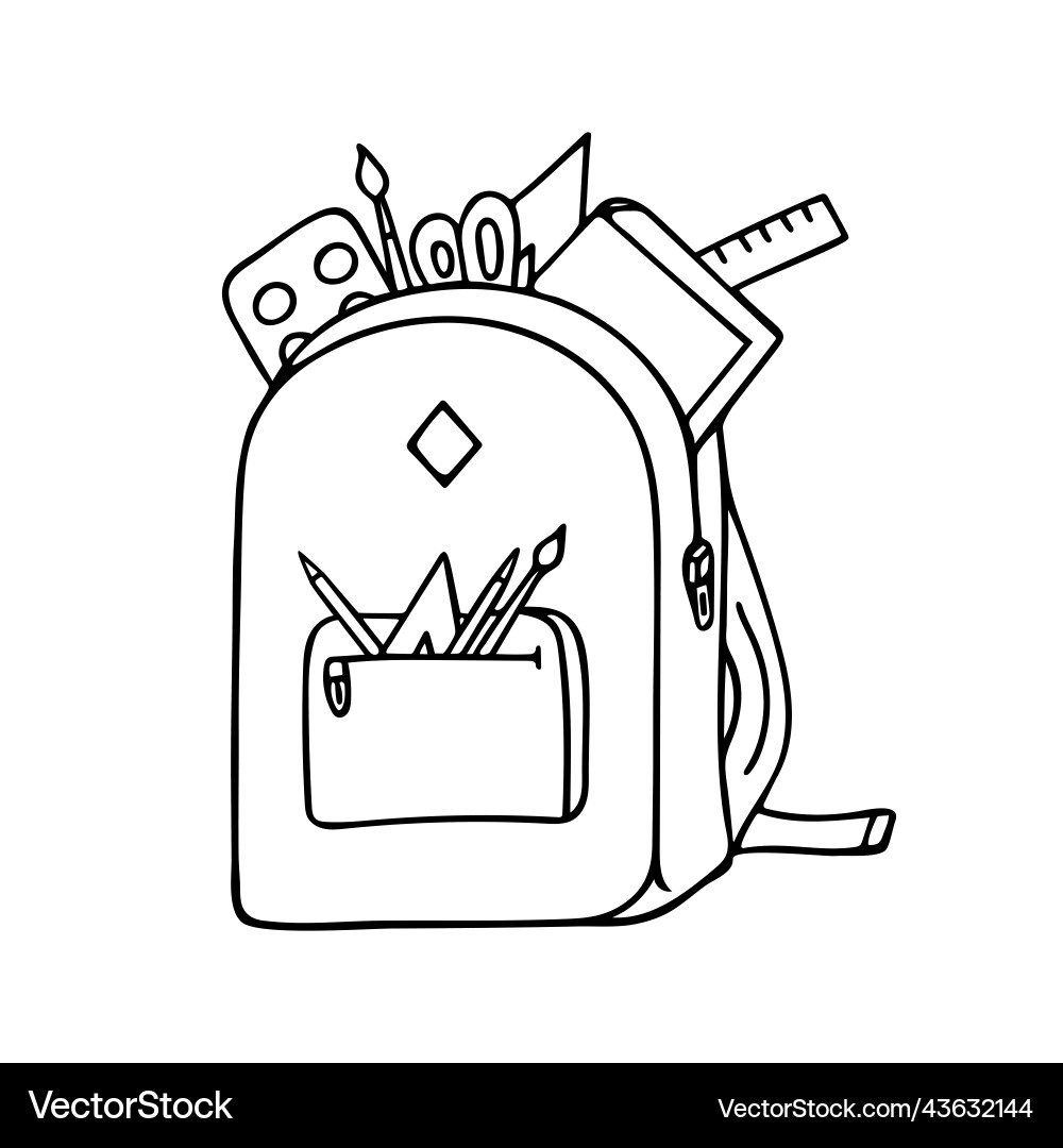 Doodles backpack isolated on white background Vector Image