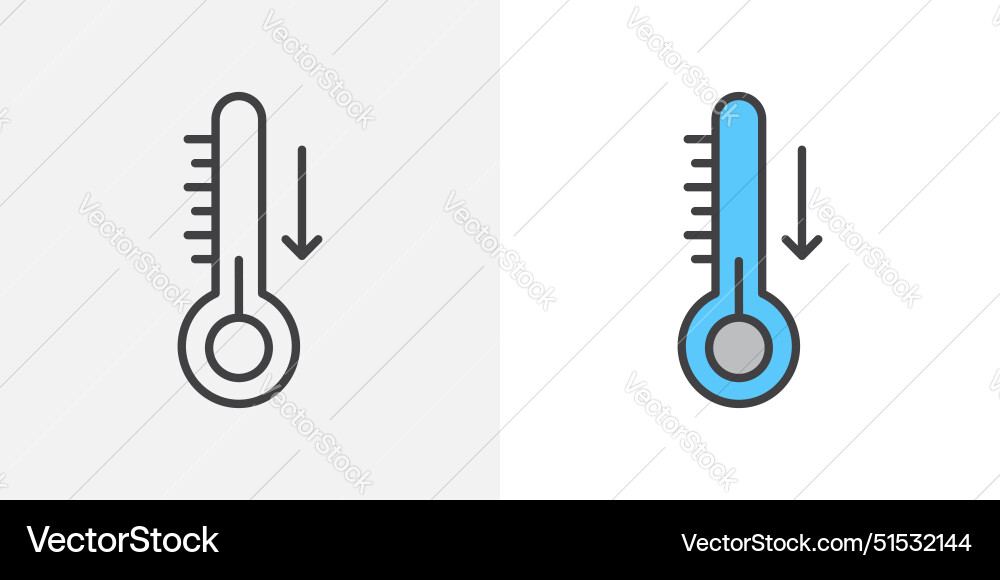 Low temperature icon set temperature low or down Vector Image