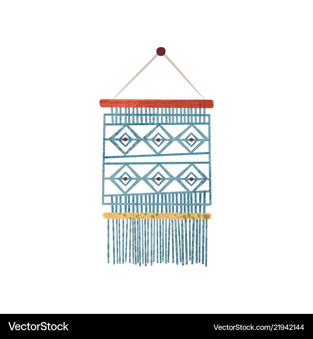 Macrame Wall Hanging - Blue Cotton Royalty Free Vector Image