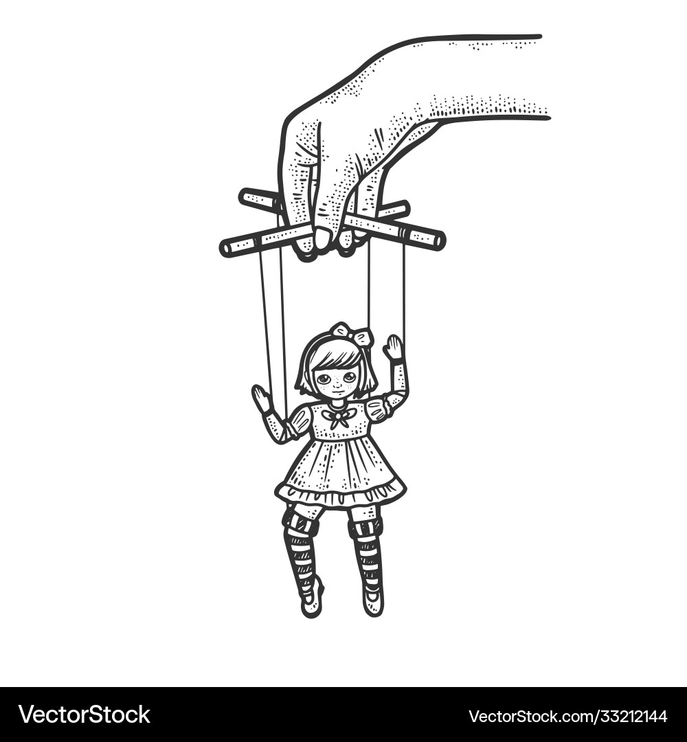 Puppeteer with puppet doll sketch Royalty Free Vector Image
