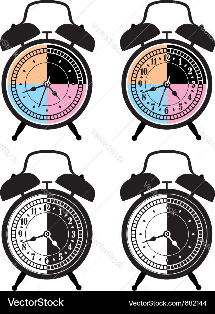 Retro alarm clocks Royalty Free Vector Image - VectorStock