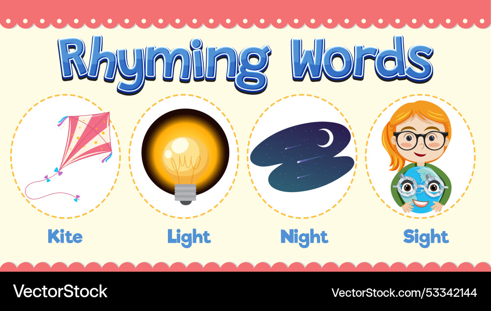 Rhyming words with images Royalty Free Vector Image
