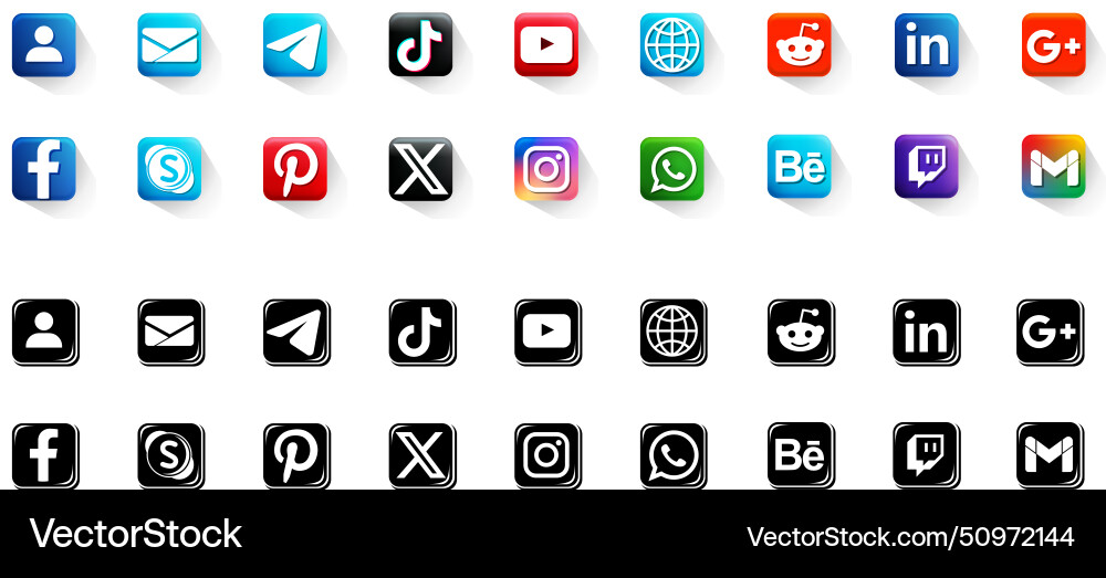 Social media icon set facebook Royalty Free Vector Image