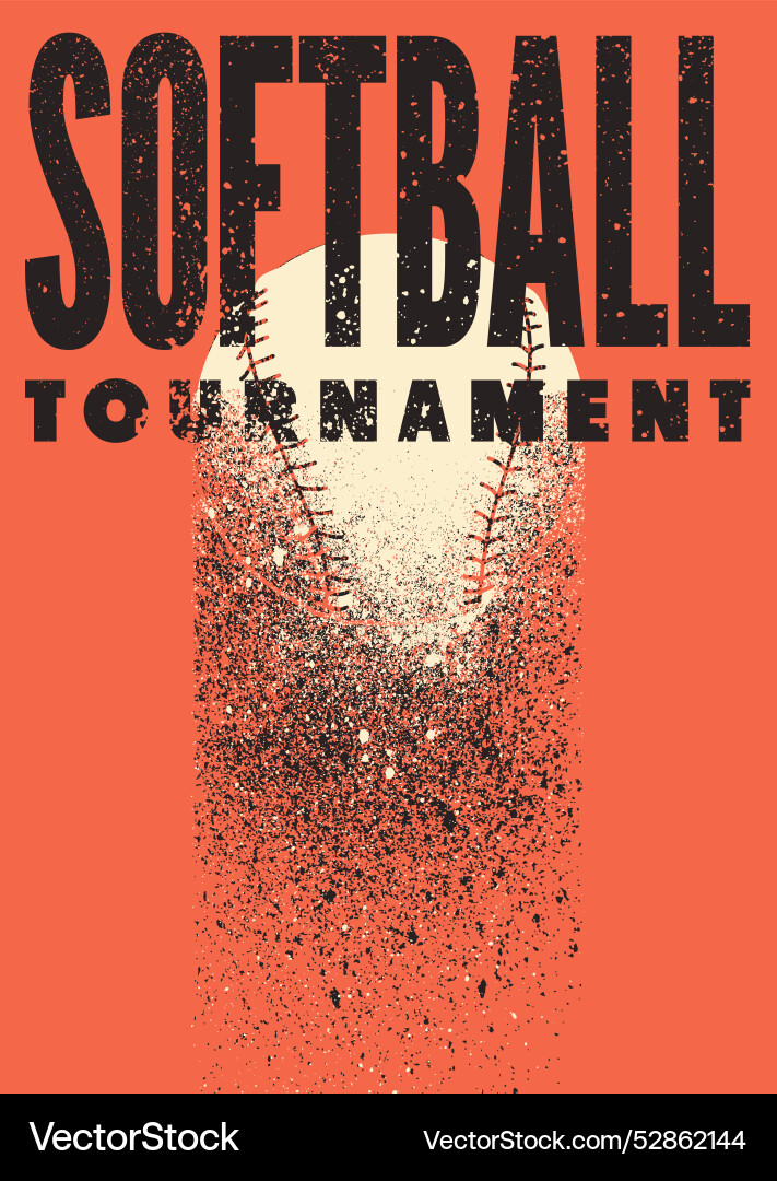 Softball tournament vintage grunge poster Vector Image