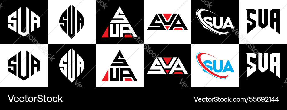 Sua letter logo design in six style polygon Vector Image