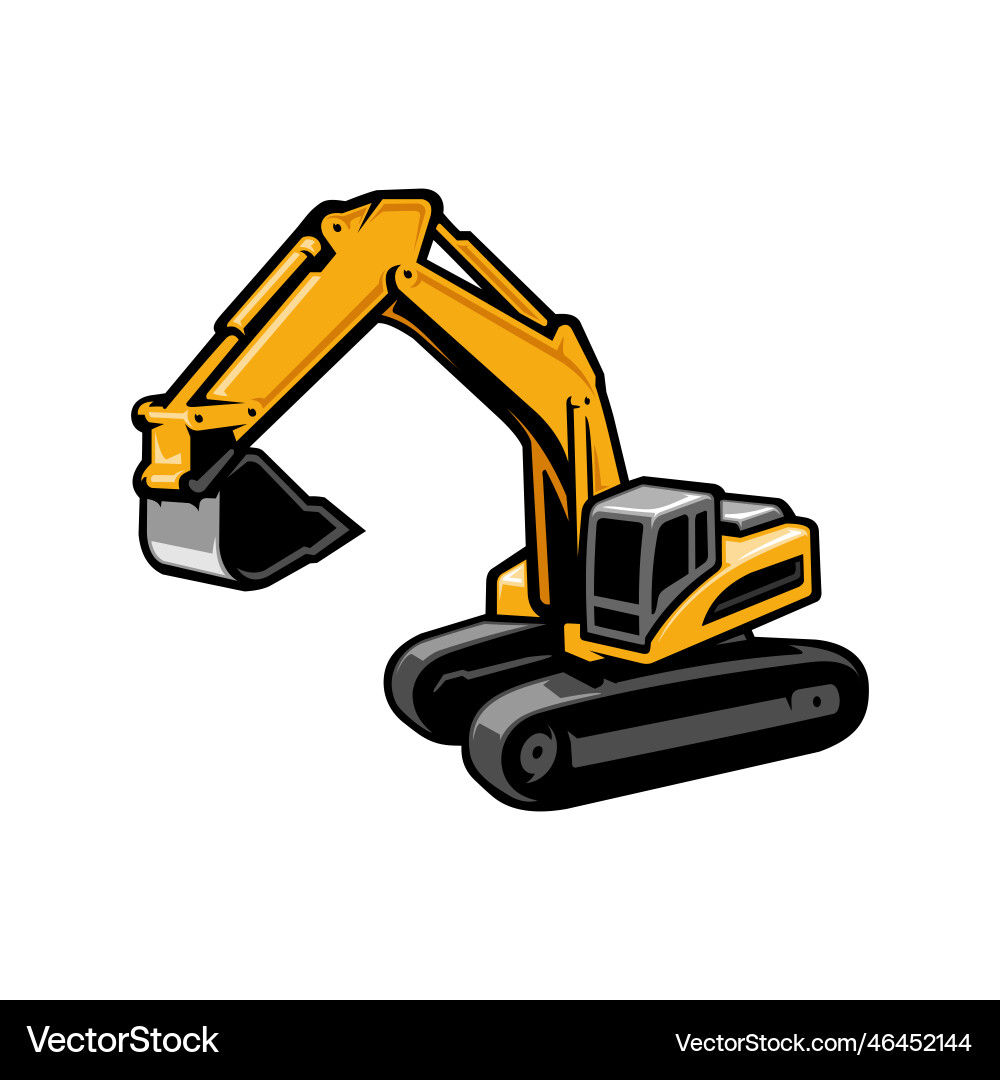 Yellow excavator Royalty Free Vector Image - VectorStock