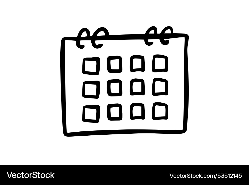 Calendar doodle schedule hand drawn sketch style Vector Image