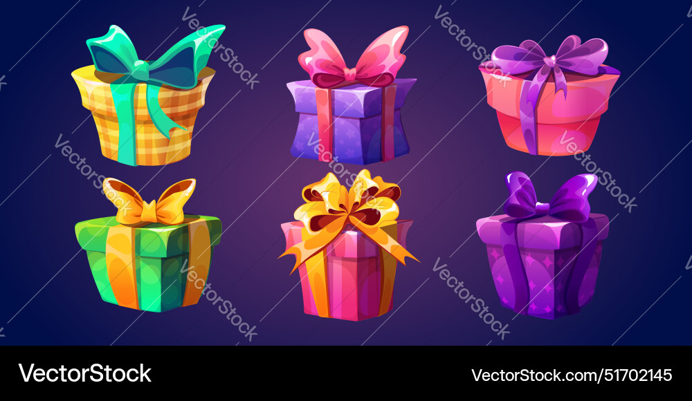 Cartoon gift boxes for birthday and game ui design