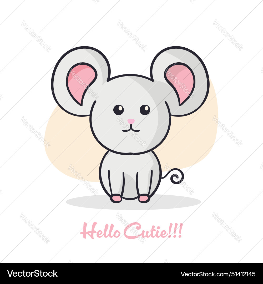 Cartoon style mouse with hello cutie written Vector Image