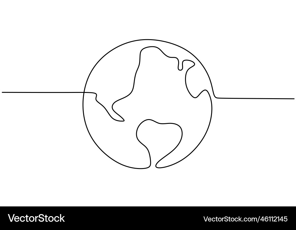 Continuous one single line of globe earth Vector Image