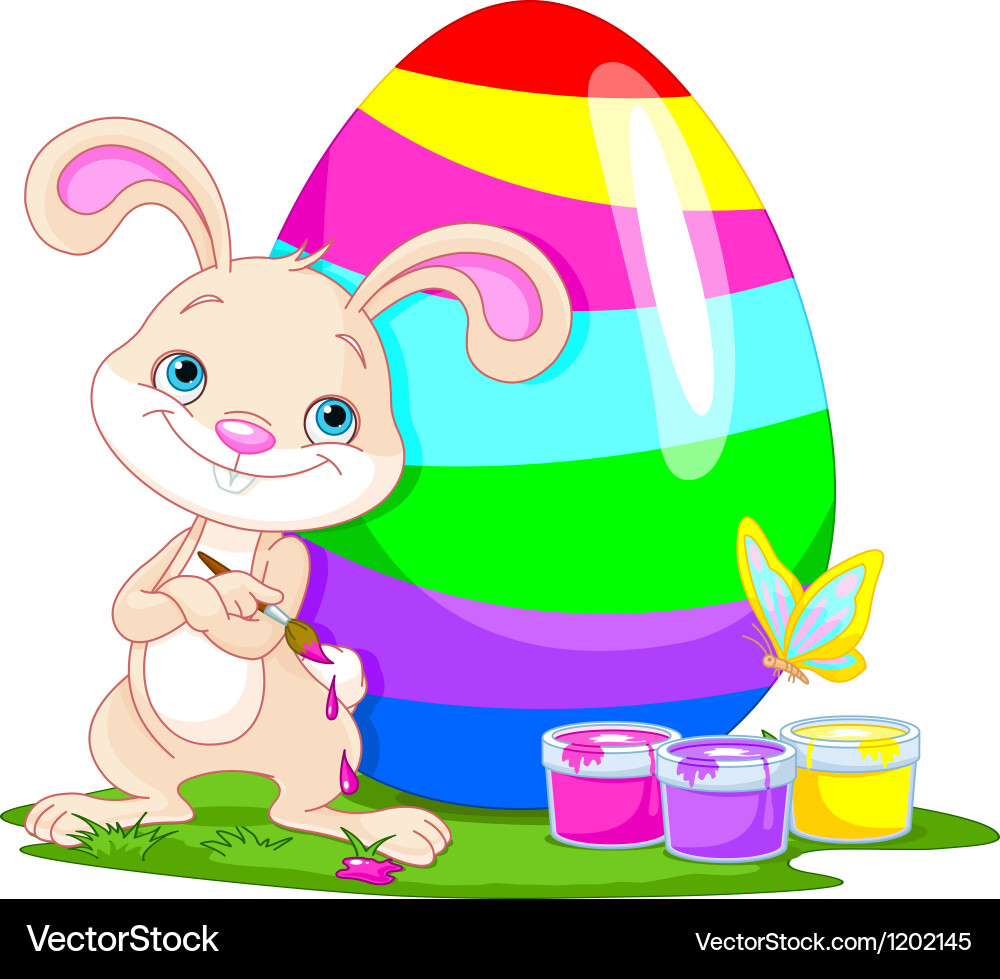 Cute bunny and easter egg Royalty Free Vector Image