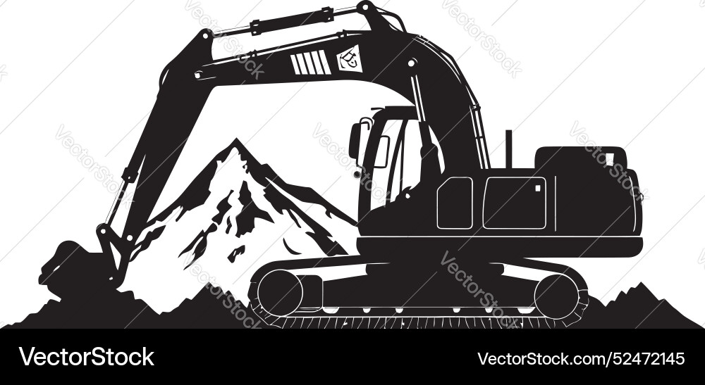 Excavation expertise emblem of excavator diggers Vector Image