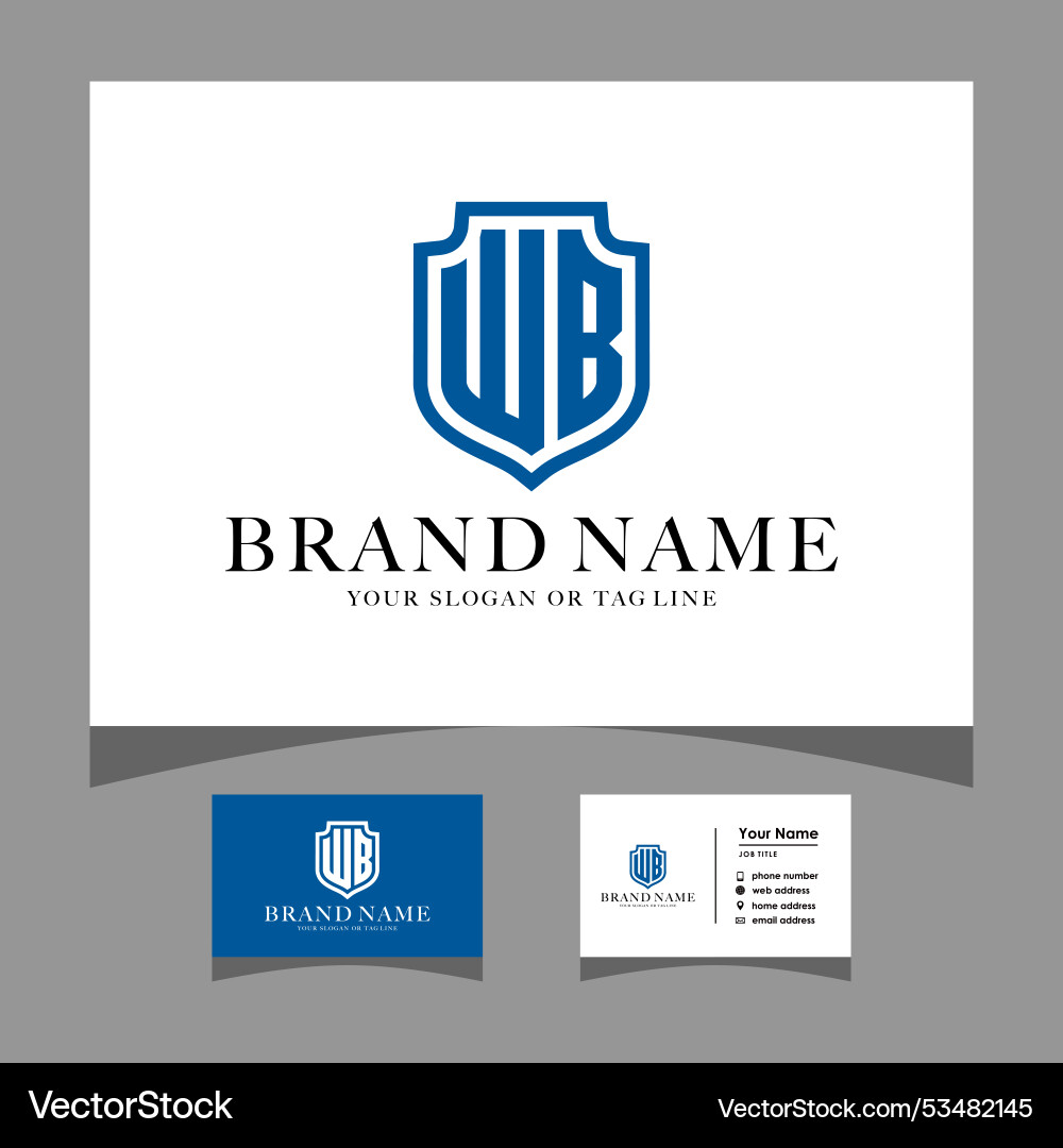 Initials wb shield logo Royalty Free Vector Image