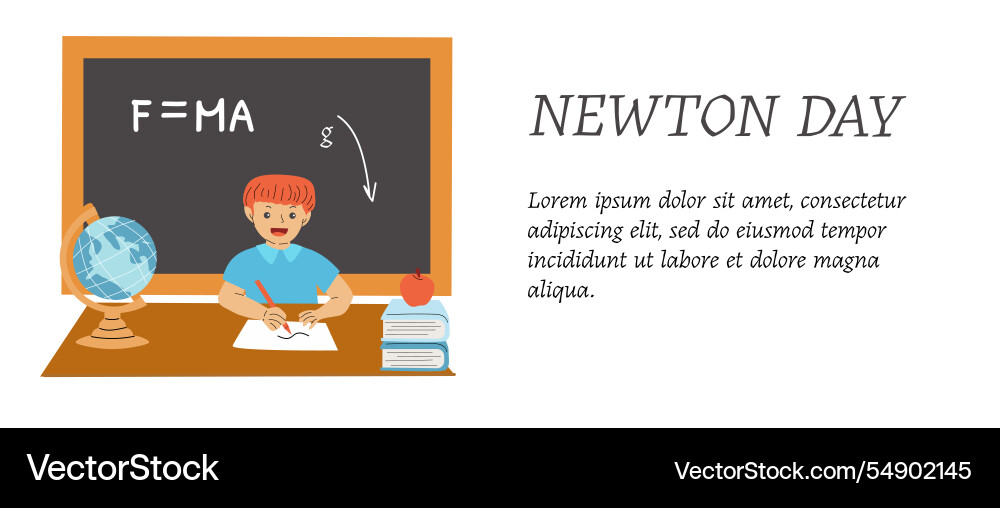 Newton day greeting card or banner for science Vector Image