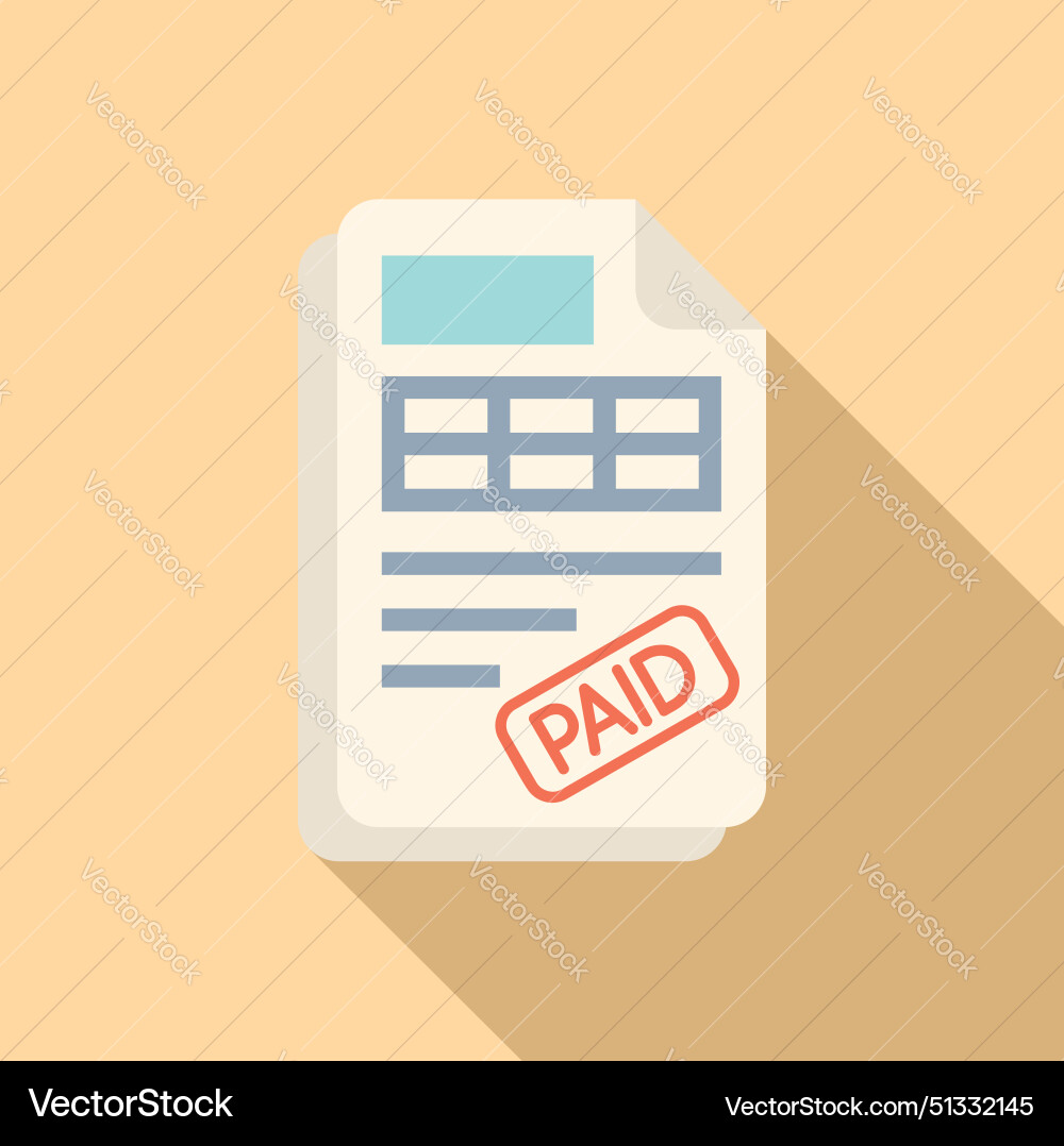 Paid invoice icon flat design Royalty Free Vector Image