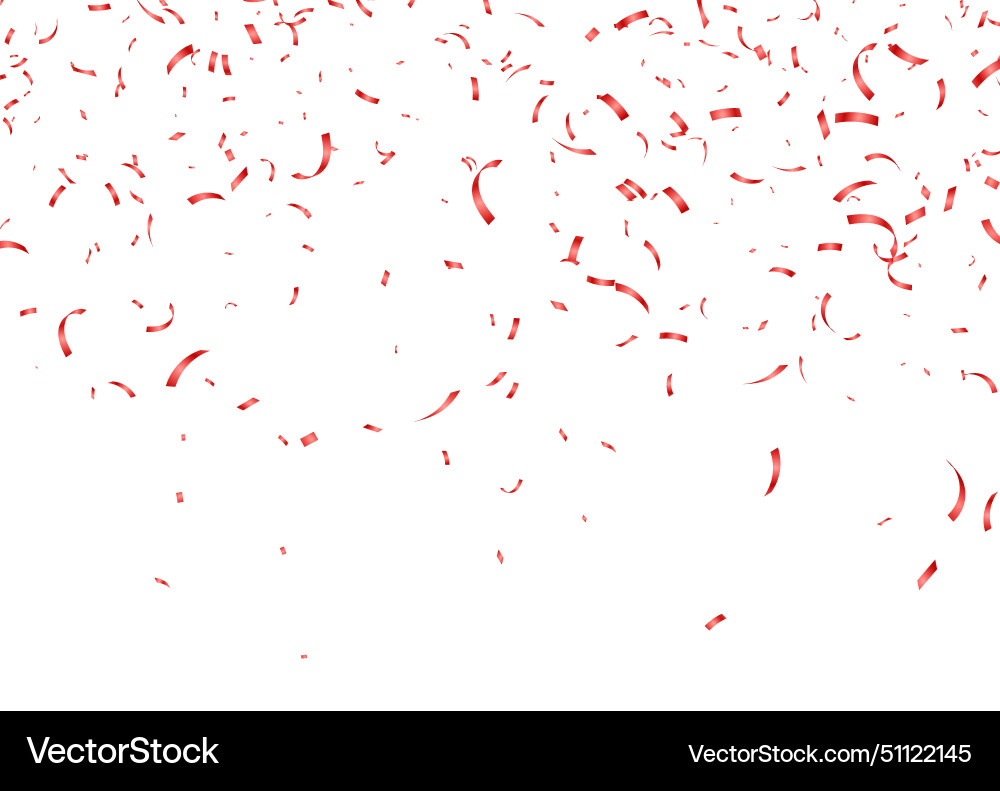 Red confetti falling paper ribbons isolated Vector Image