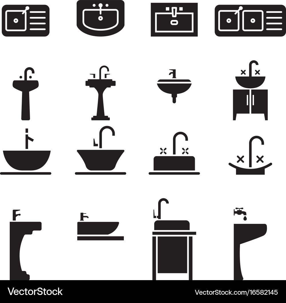 Sink Icon Set - Bathroom & Utility Royalty Free Vector