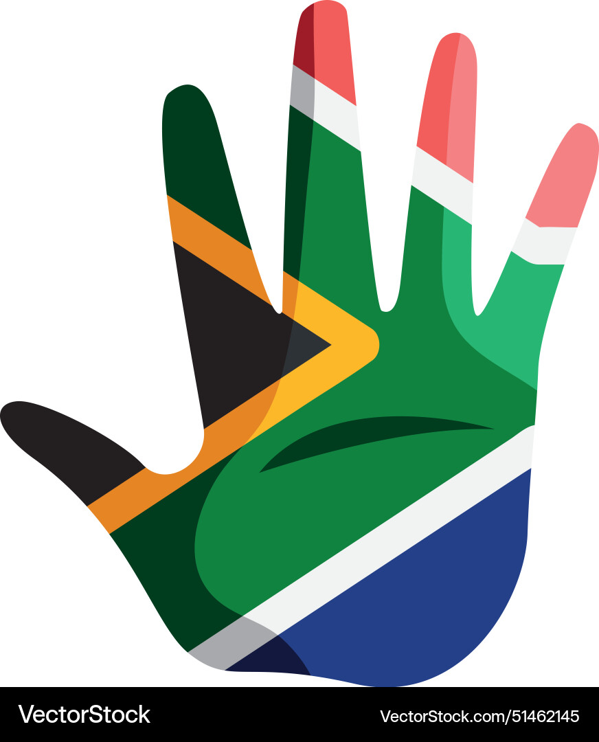 South african flag hand shape Royalty Free Vector Image